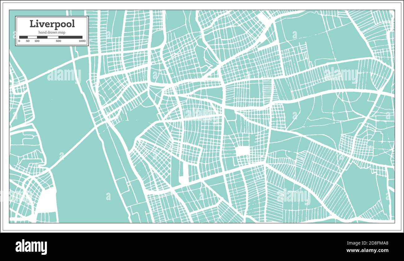 Liverpool Great Britain City Map in Retro Style. Outline Map. Vector ...