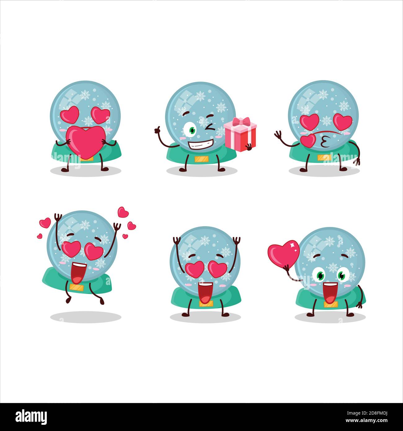 Snowball with snowfall cartoon character with love cute emoticon Stock ...