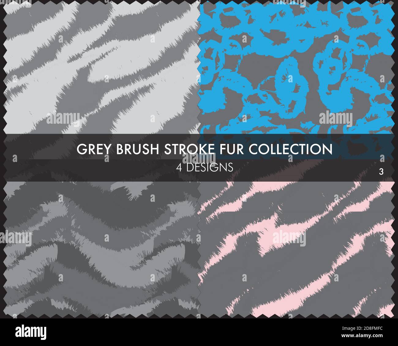 Brush stroke fur collection includes 4 design swatches for fashion ...