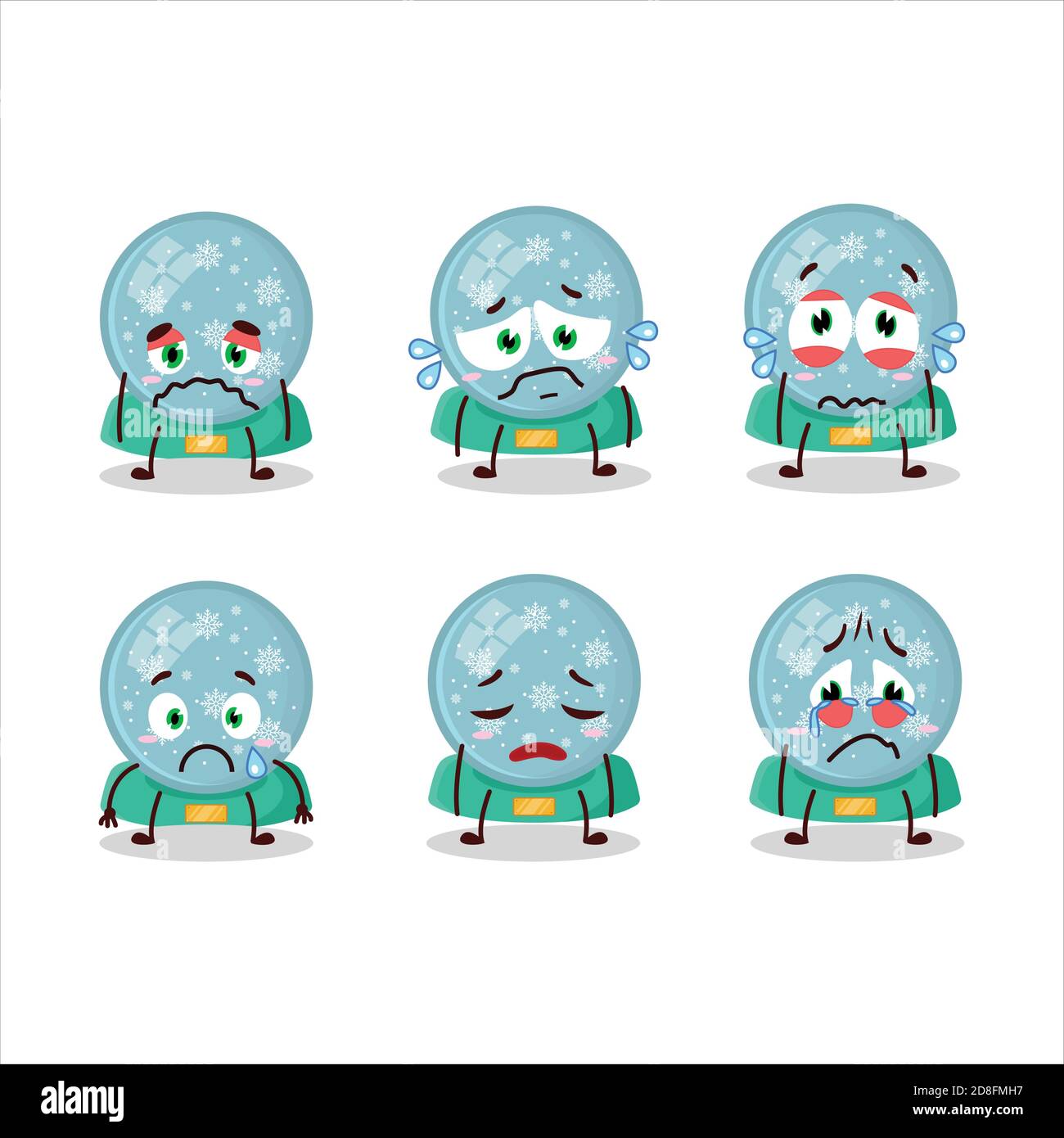 Snowball with snowfall cartoon character with sad expression Stock ...