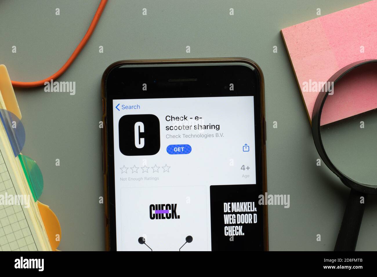 New York, USA - 26 October 2020: Check e scooter sharing mobile app ...