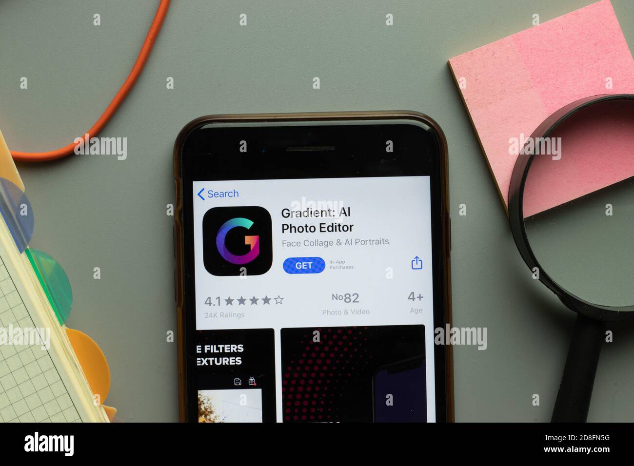 New York, USA - 26 October 2020: Gradient AI Photo Editor mobile app ...
