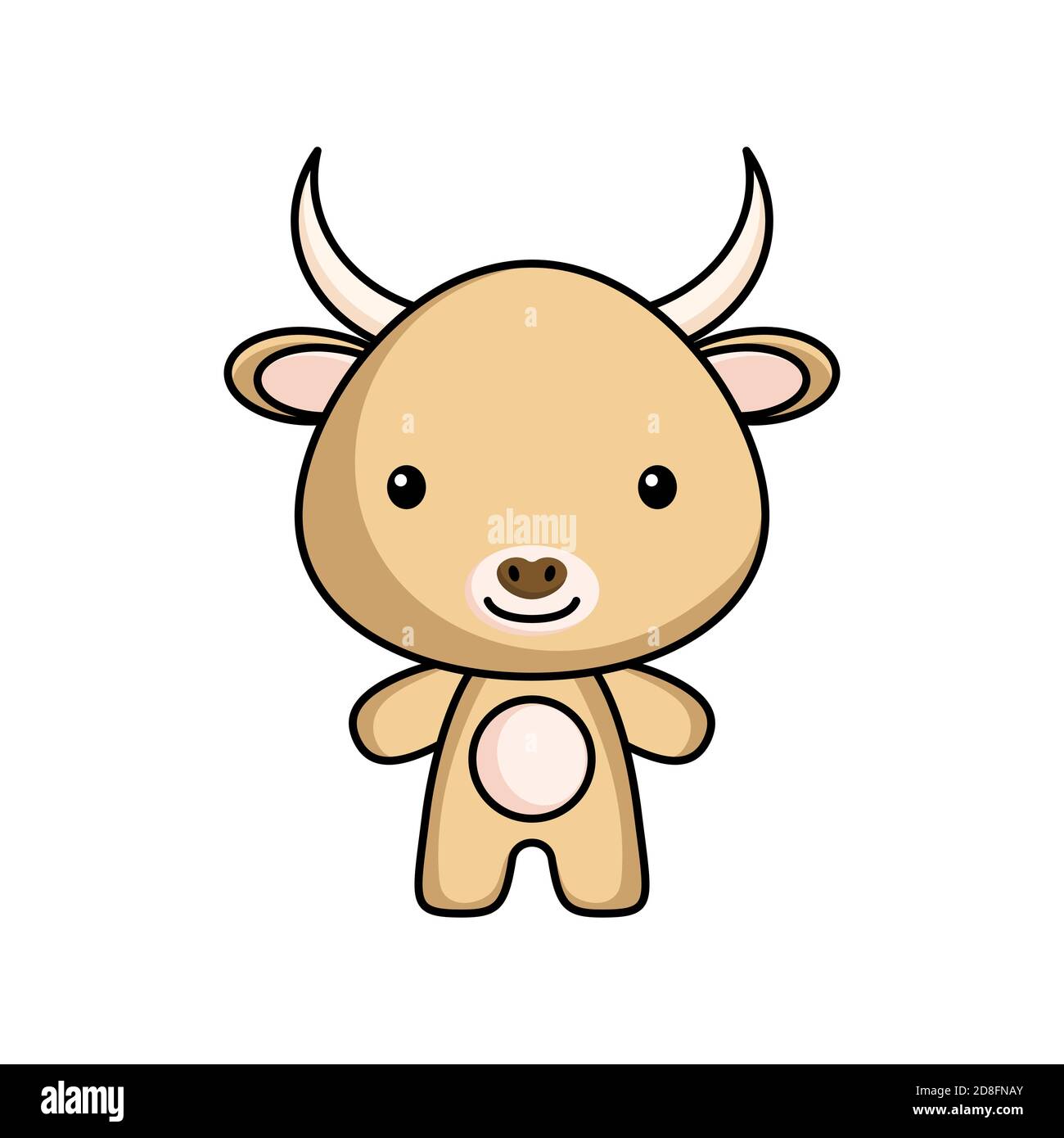Cute cartoon yak logo template on white background. Mascot animal ...