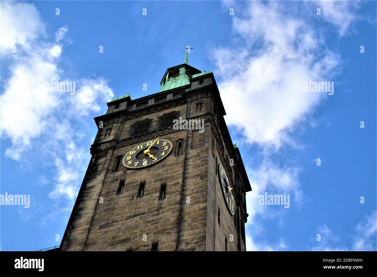 Chemnitz city center during sunny day. Chemnitz town-hall building and ...