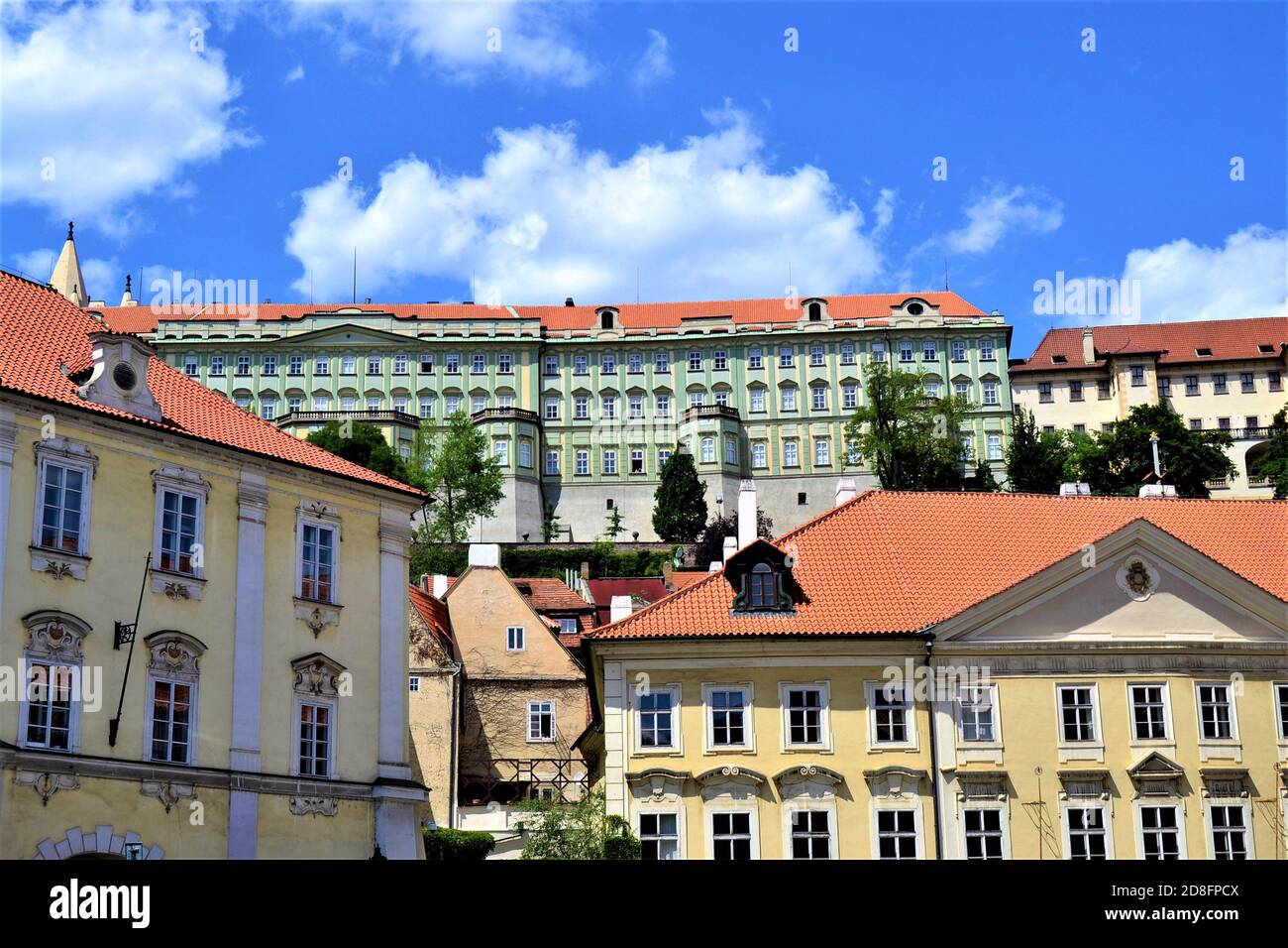 Old and ancient building in beautiful city Prague with blue sky and ...