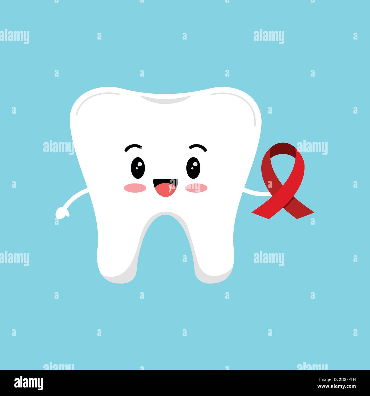 Tooth with red aids ribbon illustration Stock Vector Image & Art - Alamy