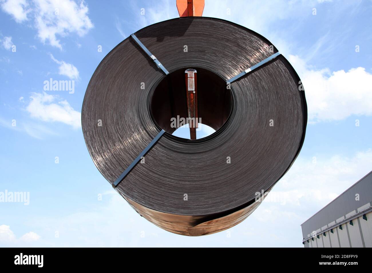 Shipping steel sheet rolls. Industry background Stock Photo - Alamy