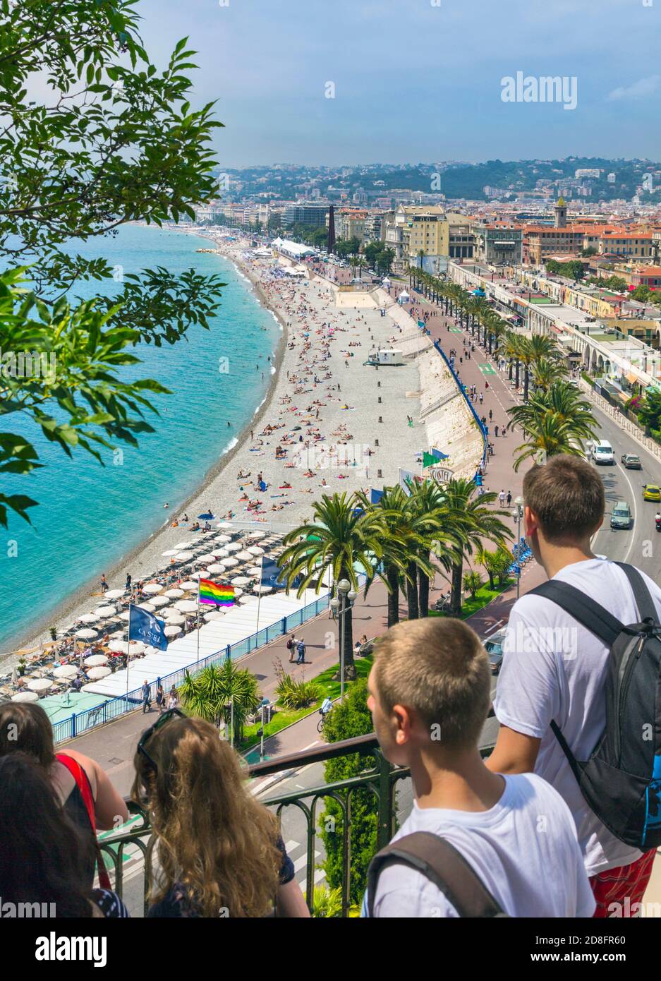 Nice, French Riviera, Cote d'Azur, France. View over beaches of Quai ...