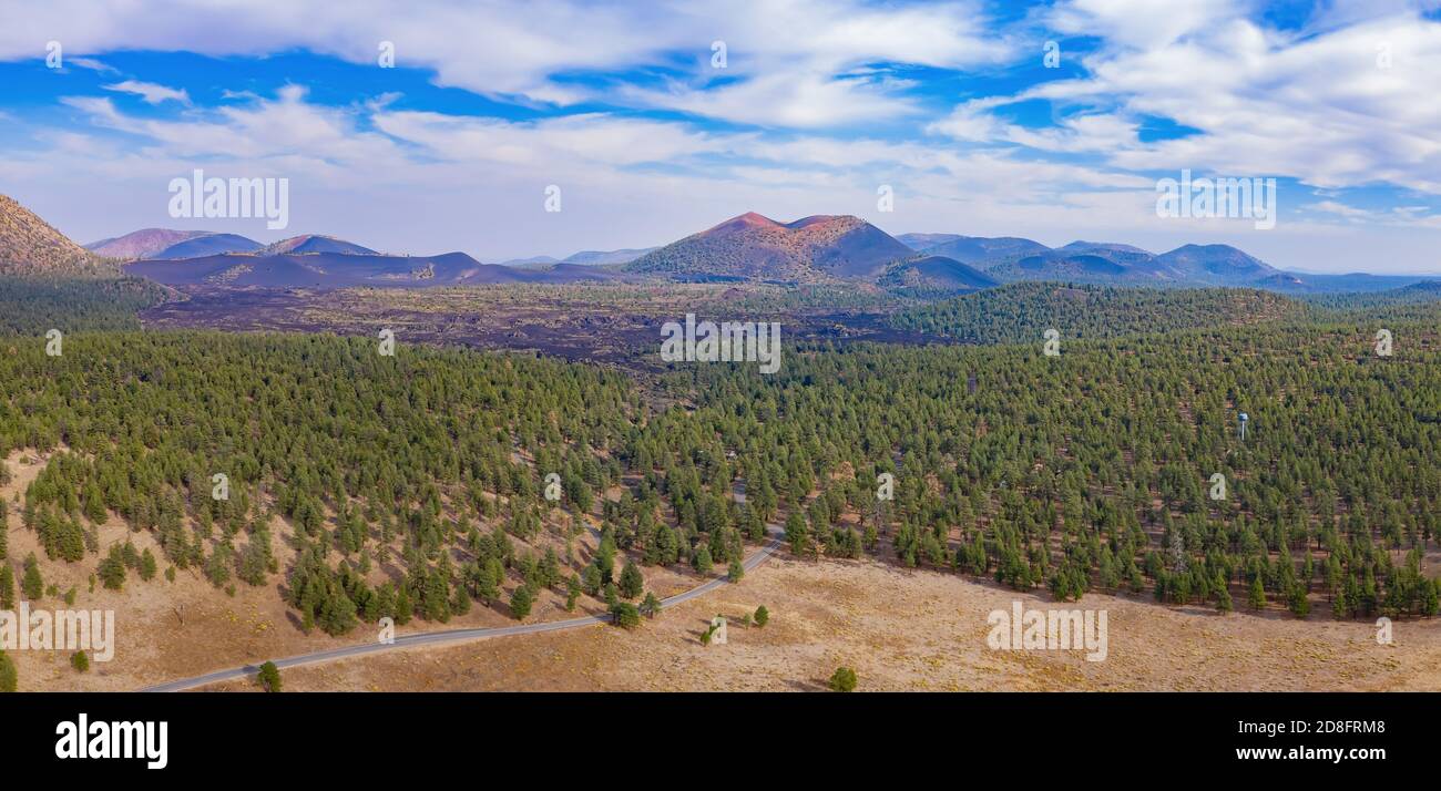 Aerial view of the Sunset Crater Volcano at Flagstaff, Arizona Stock ...