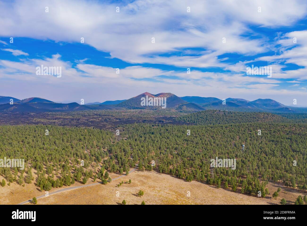 Aerial view of the Sunset Crater Volcano at Flagstaff, Arizona Stock ...