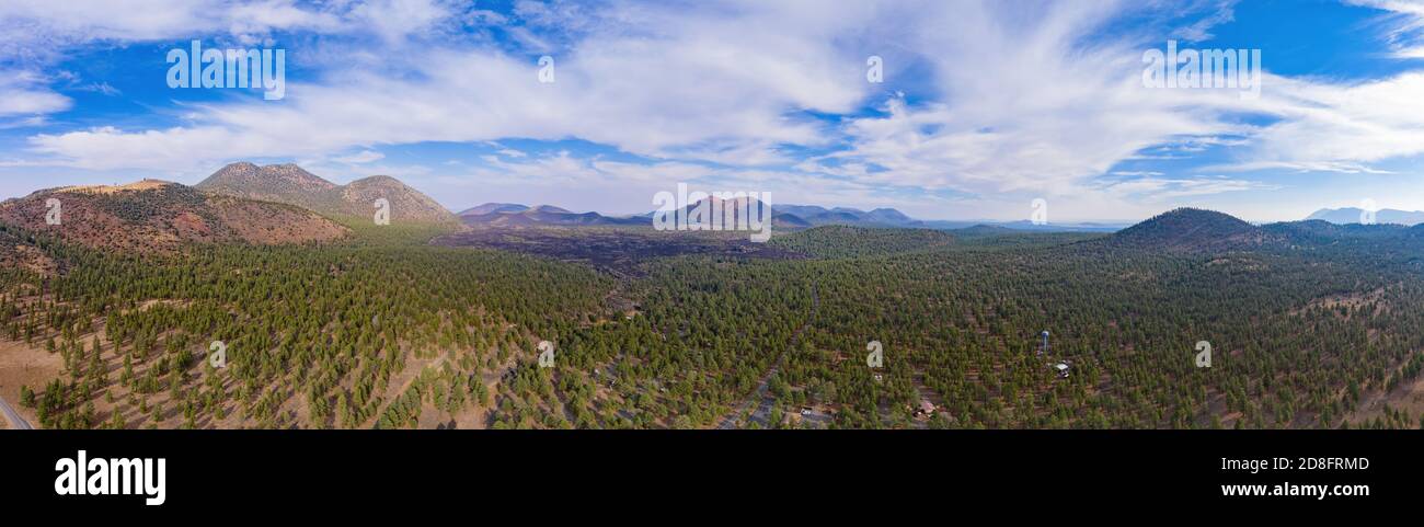Aerial view of the Sunset Crater Volcano at Flagstaff, Arizona Stock ...