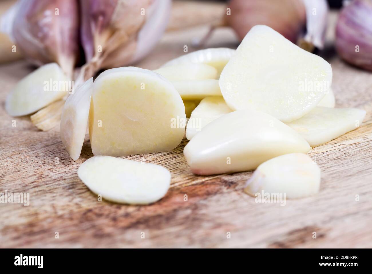 minced pieces of garlic Stock Photo - Alamy