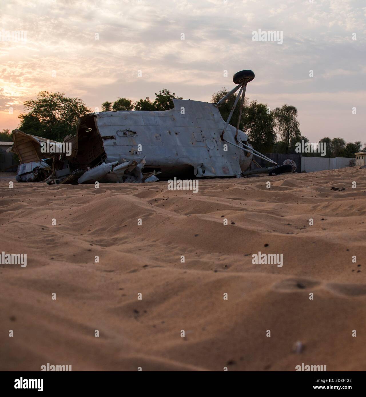 Small airplane wreckage in the deserted area. Outdoors Stock Photo - Alamy
