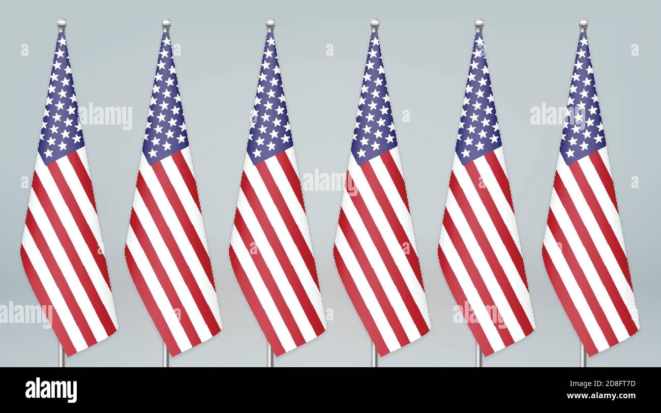 United States hanging flag on stand. Conference background Stock Vector ...