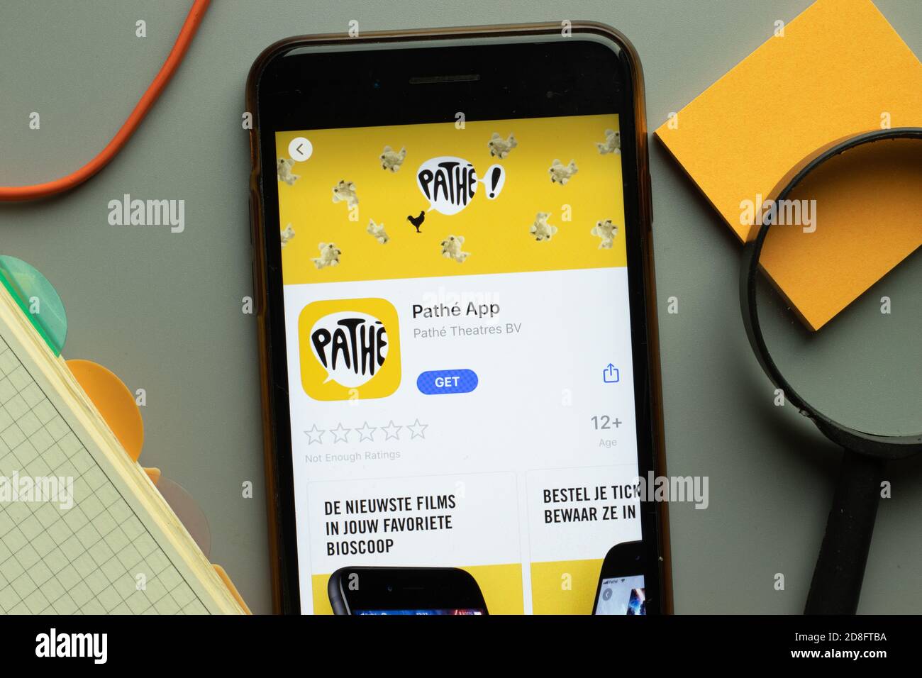 New York, USA - 26 October 2020: Pathe mobile app logo on phone screen ...