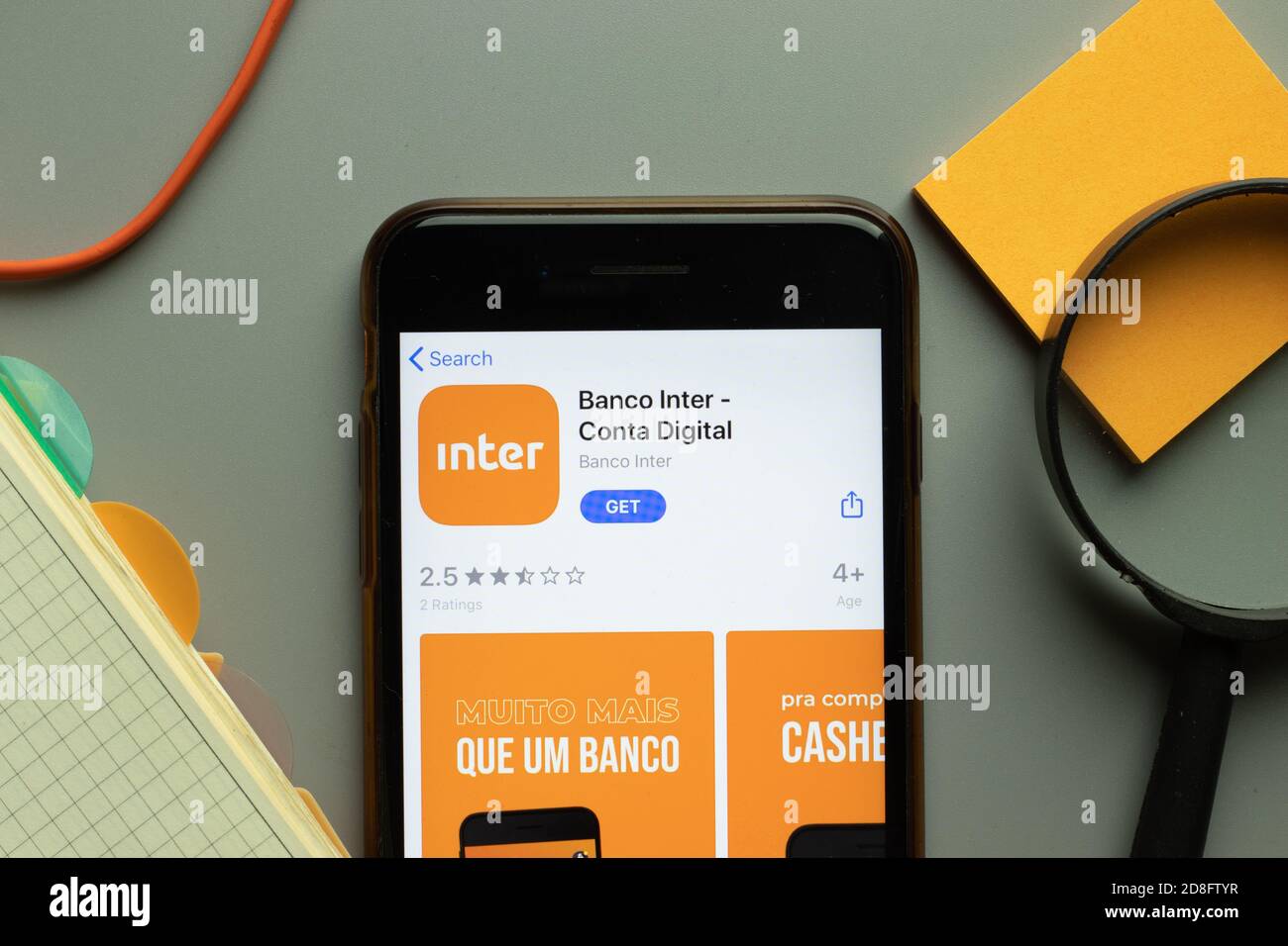New York, USA - 26 October 2020: Banco Inter Conta digital mobile app ...