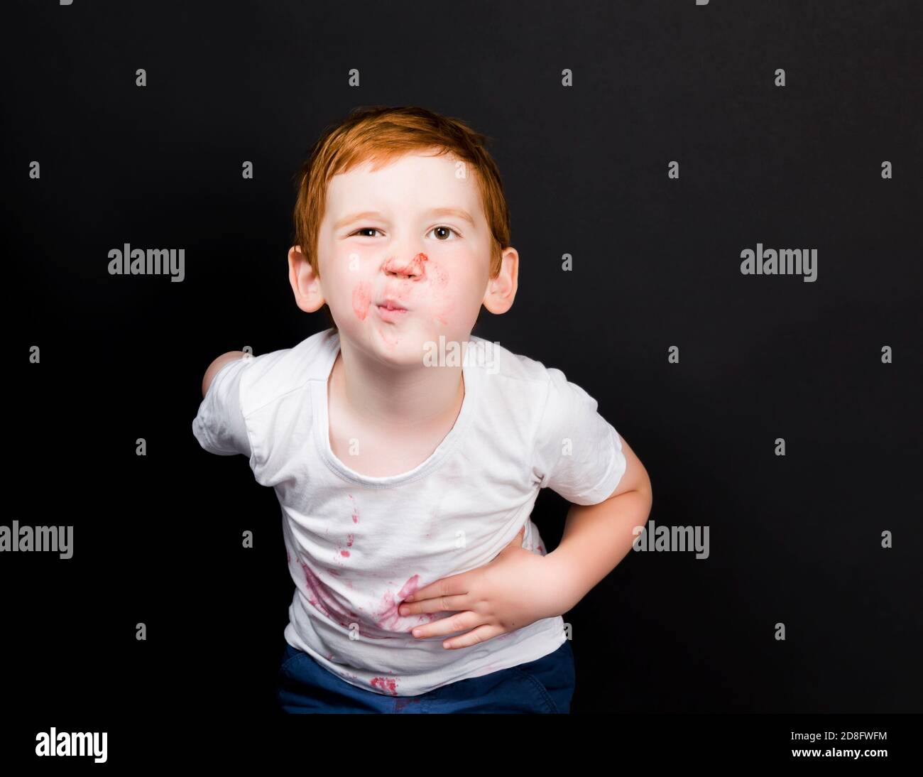 a boy whose face is smeared Stock Photo - Alamy