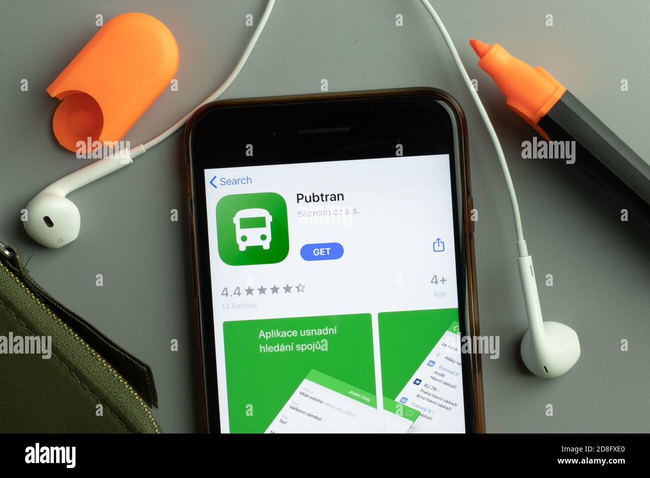 New York, USA - 26 October 2020: Pubtran mobile app icon logo on phone ...