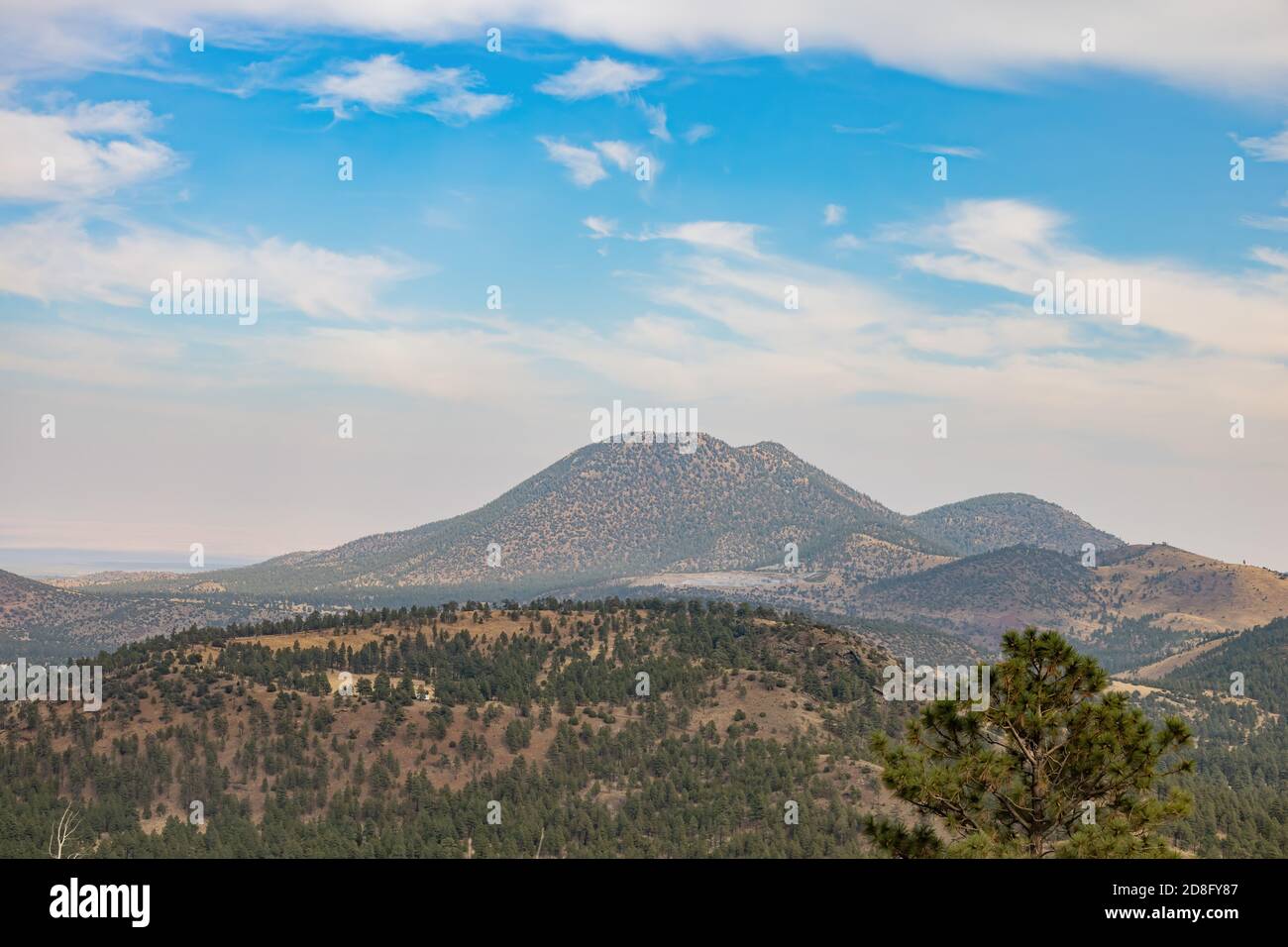 High angle view of the Sunset Crater Volcano at Flagstaff, Arizona ...