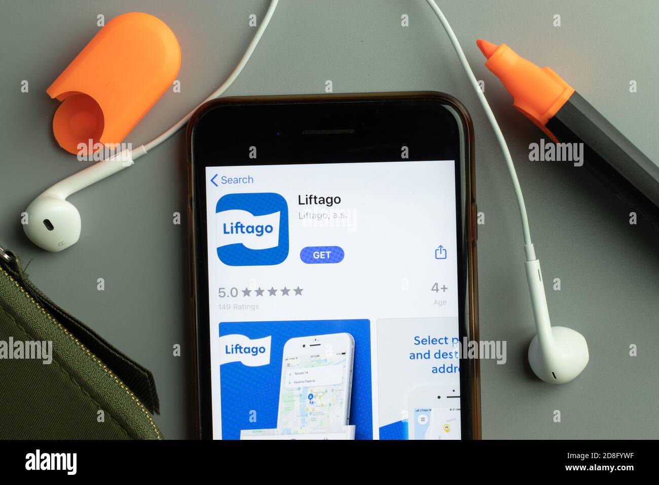 New York, USA - 26 October 2020: Liftago mobile app icon logo on phone ...
