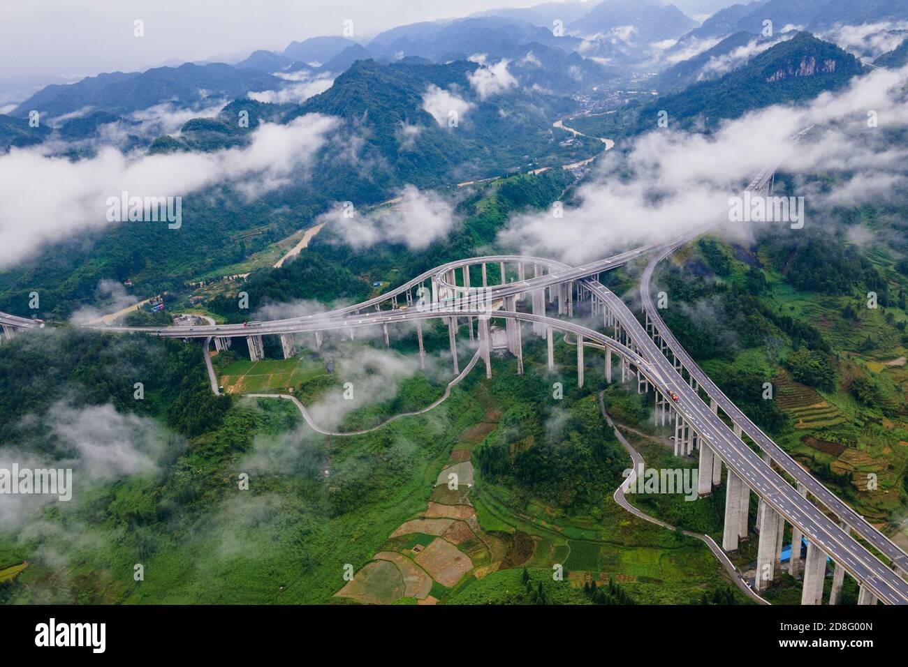 Aerial photos of a spectacular expressway, which is winding between ...