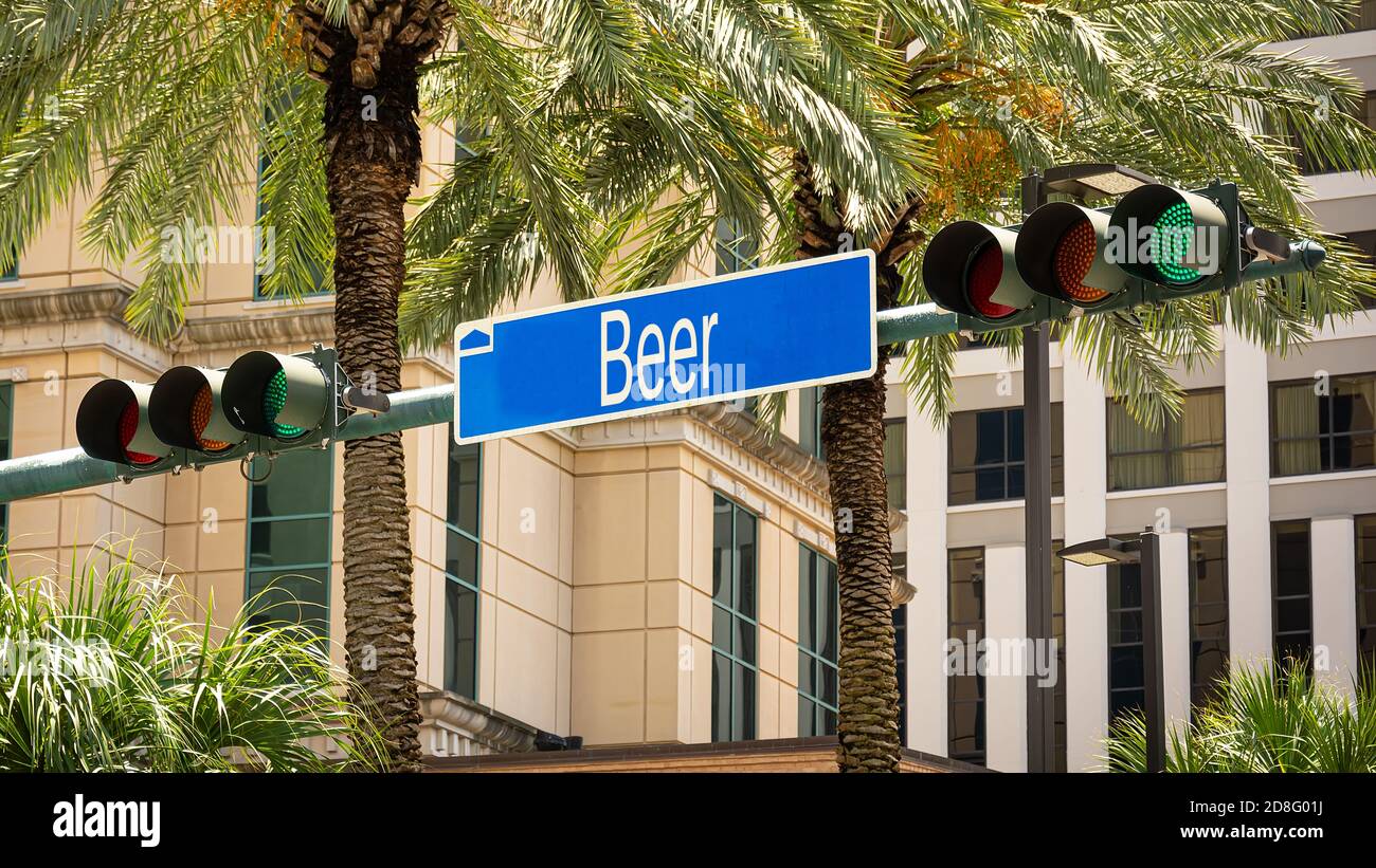 Street Sign the Direction Way to Beer Stock Photo - Alamy