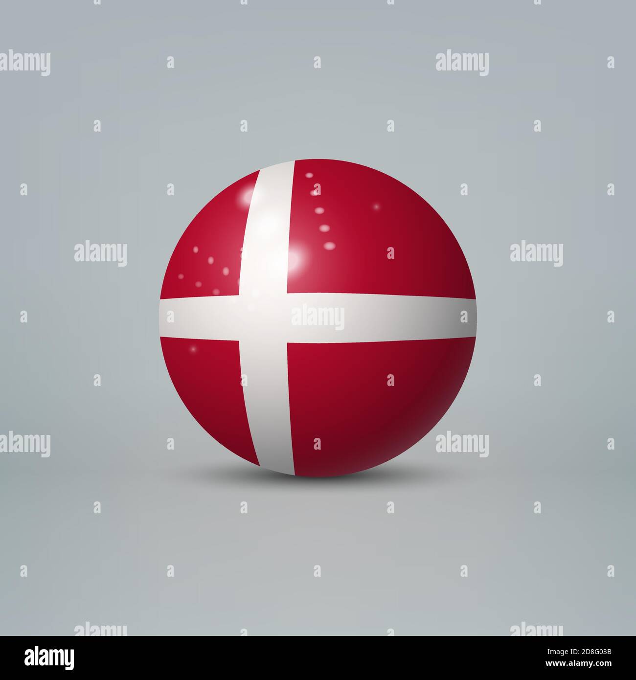 Realistic glossy plastic ball or sphere with flag of Denmark Stock ...