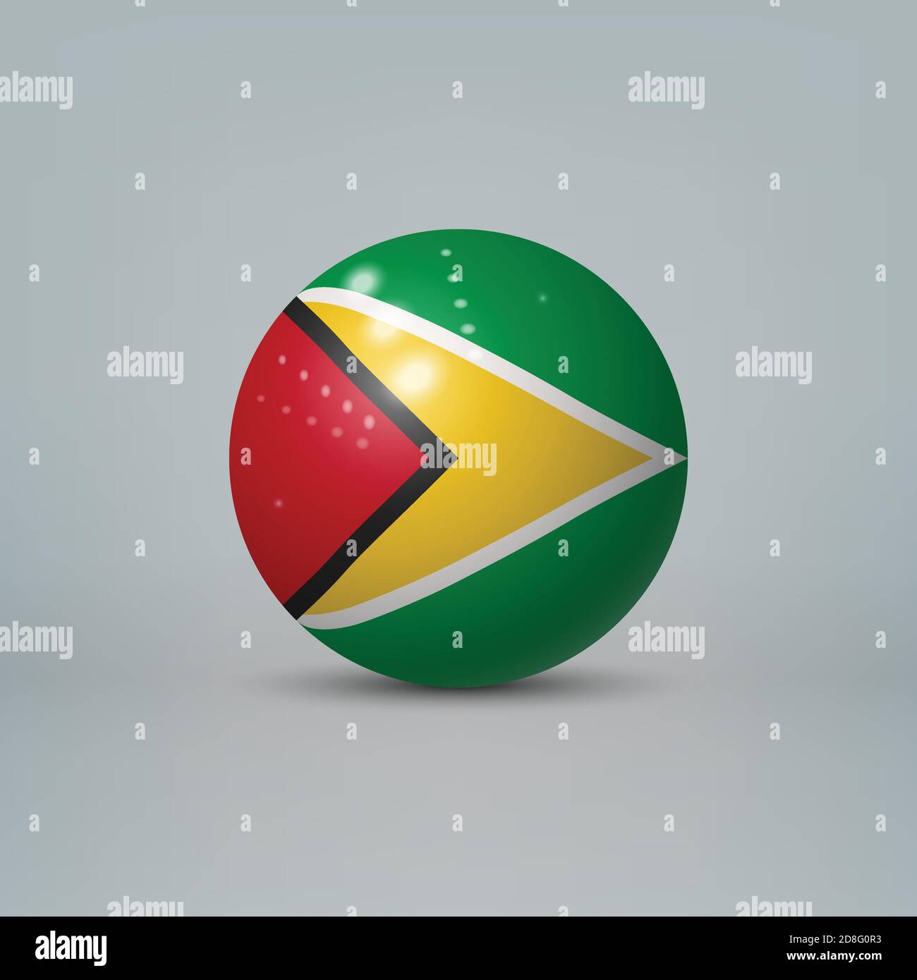 Realistic glossy plastic ball or sphere with flag of Guyana Stock ...