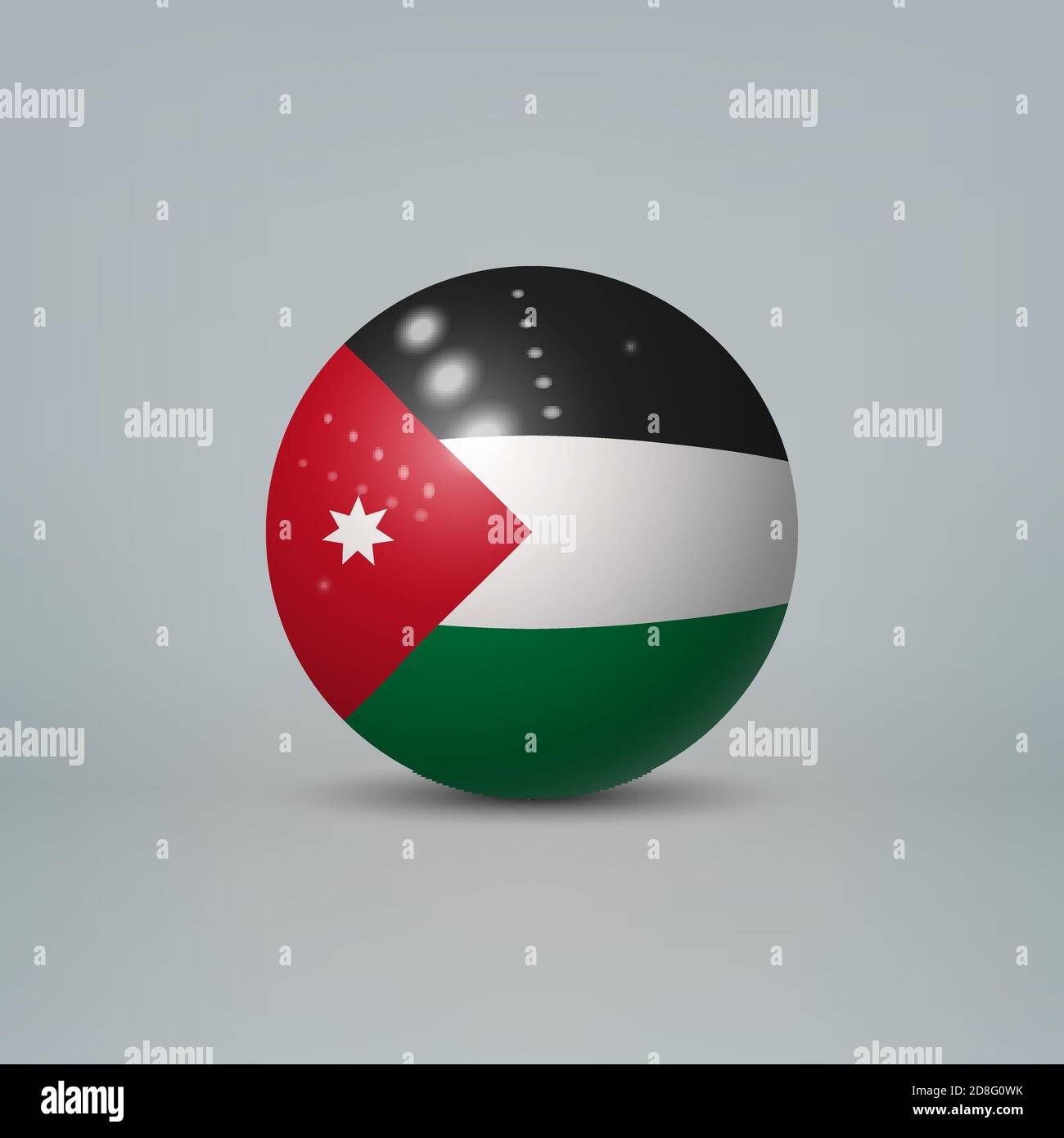 Realistic glossy plastic ball or sphere with flag of Jordan Stock ...