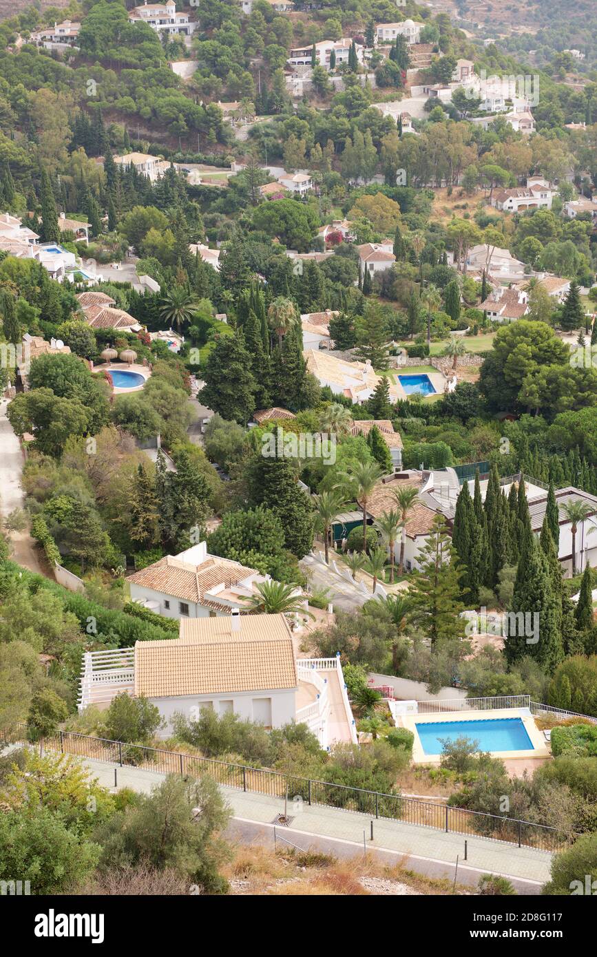 Houses and swimming pools on a hillside Stock Photo - Alamy
