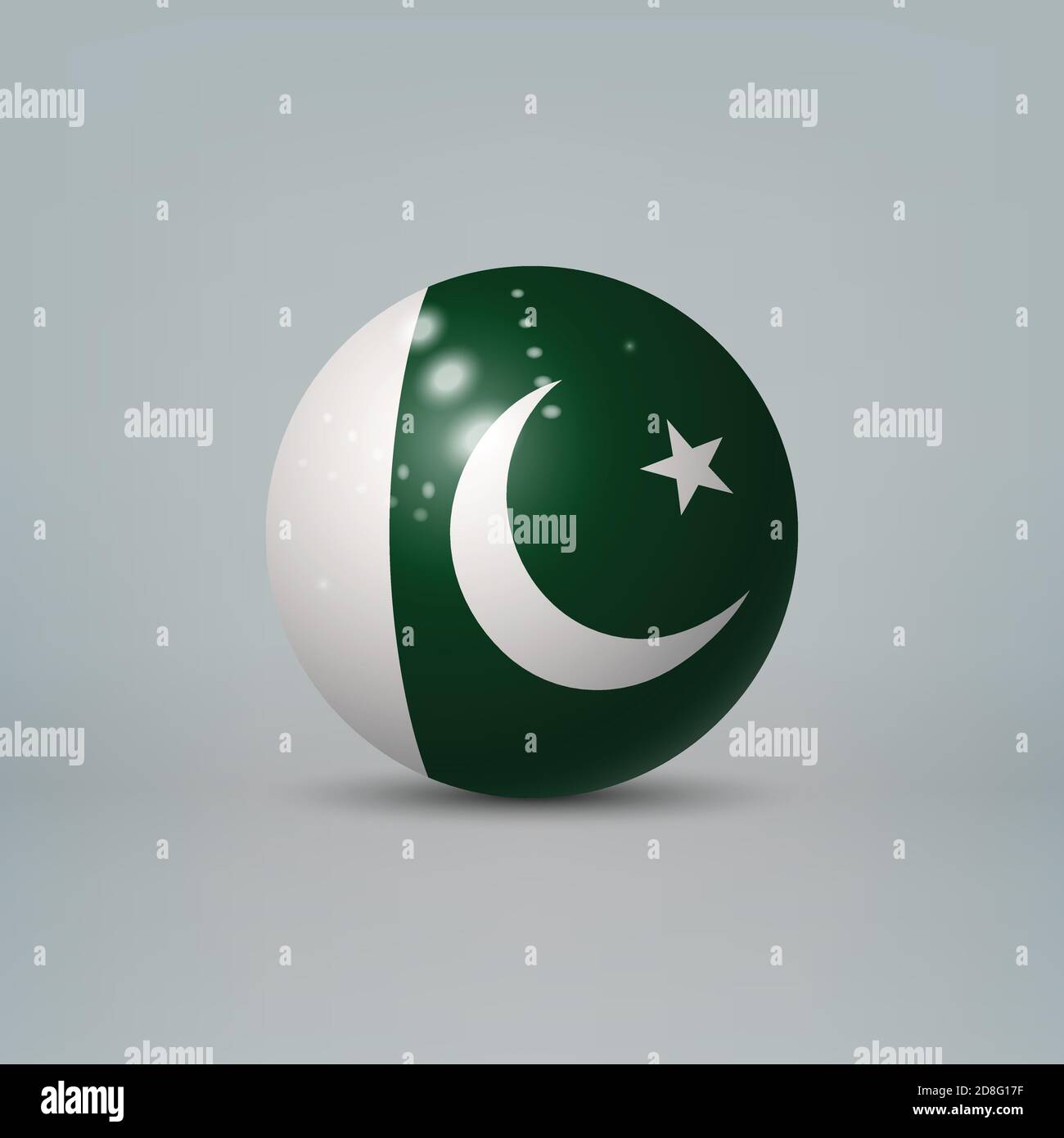Realistic glossy plastic ball or sphere with flag of Pakistan Stock ...