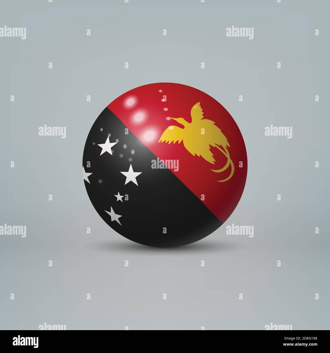 Realistic glossy plastic ball or sphere with flag of Papua New Guinea ...