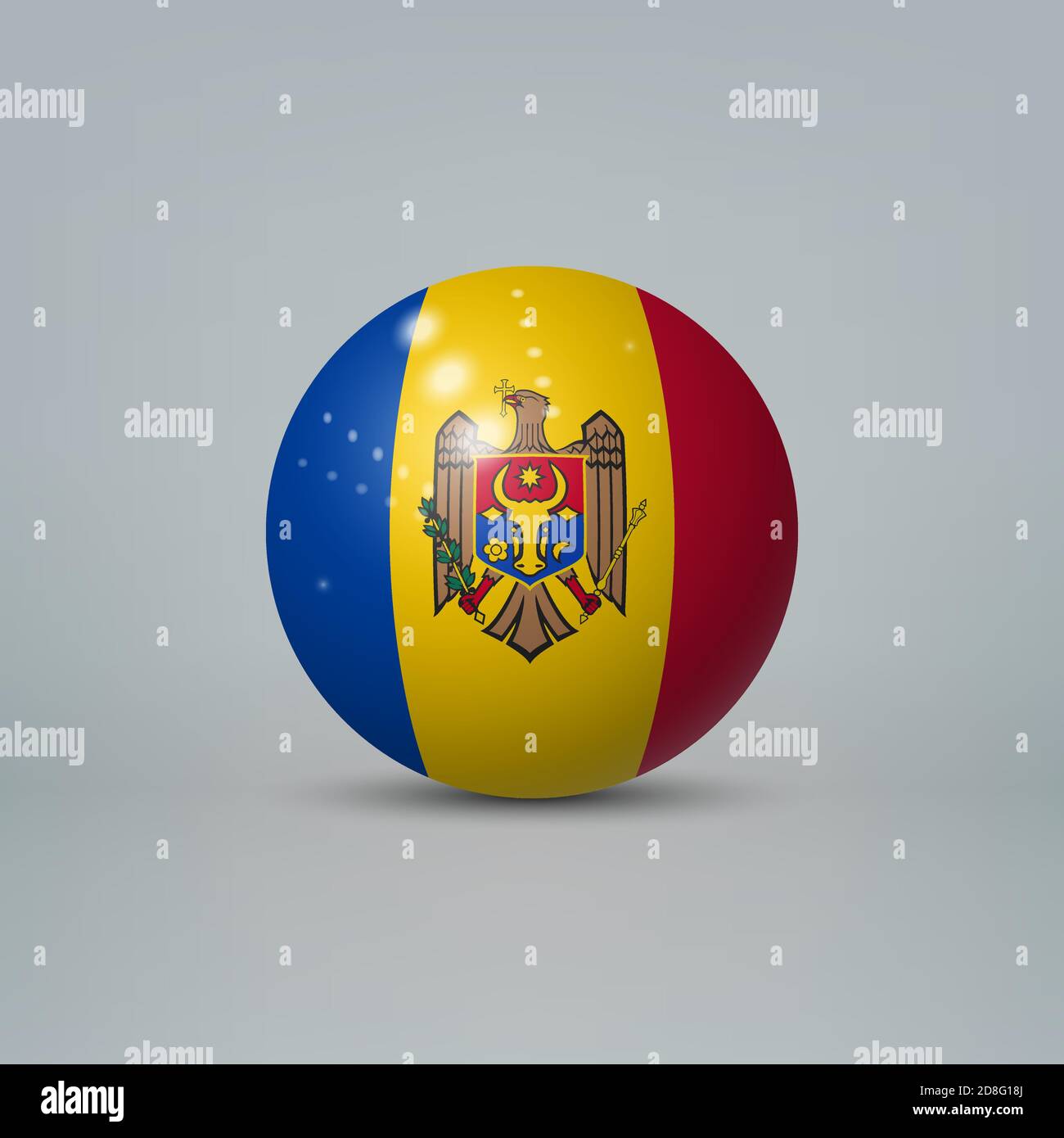 Realistic glossy plastic ball or sphere with flag of Moldova Stock ...