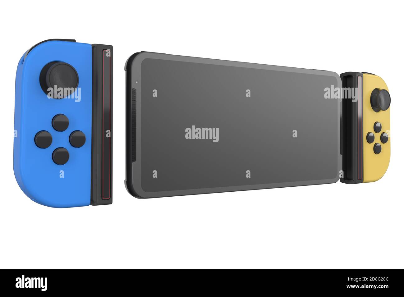 Realistic video game controllers attached to mobile phone isolated on ...