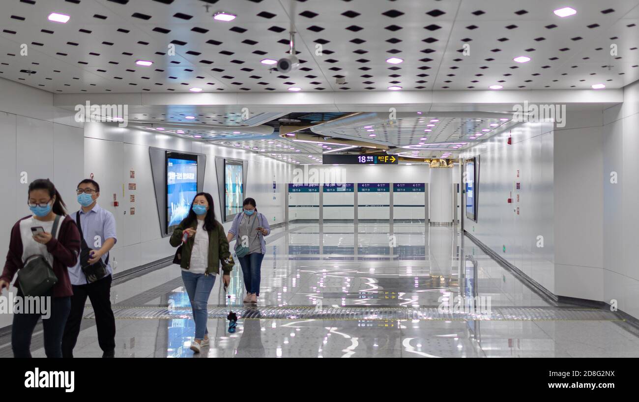 Inside view of the decorations and art in Chengdu Metro Line 18 in ...