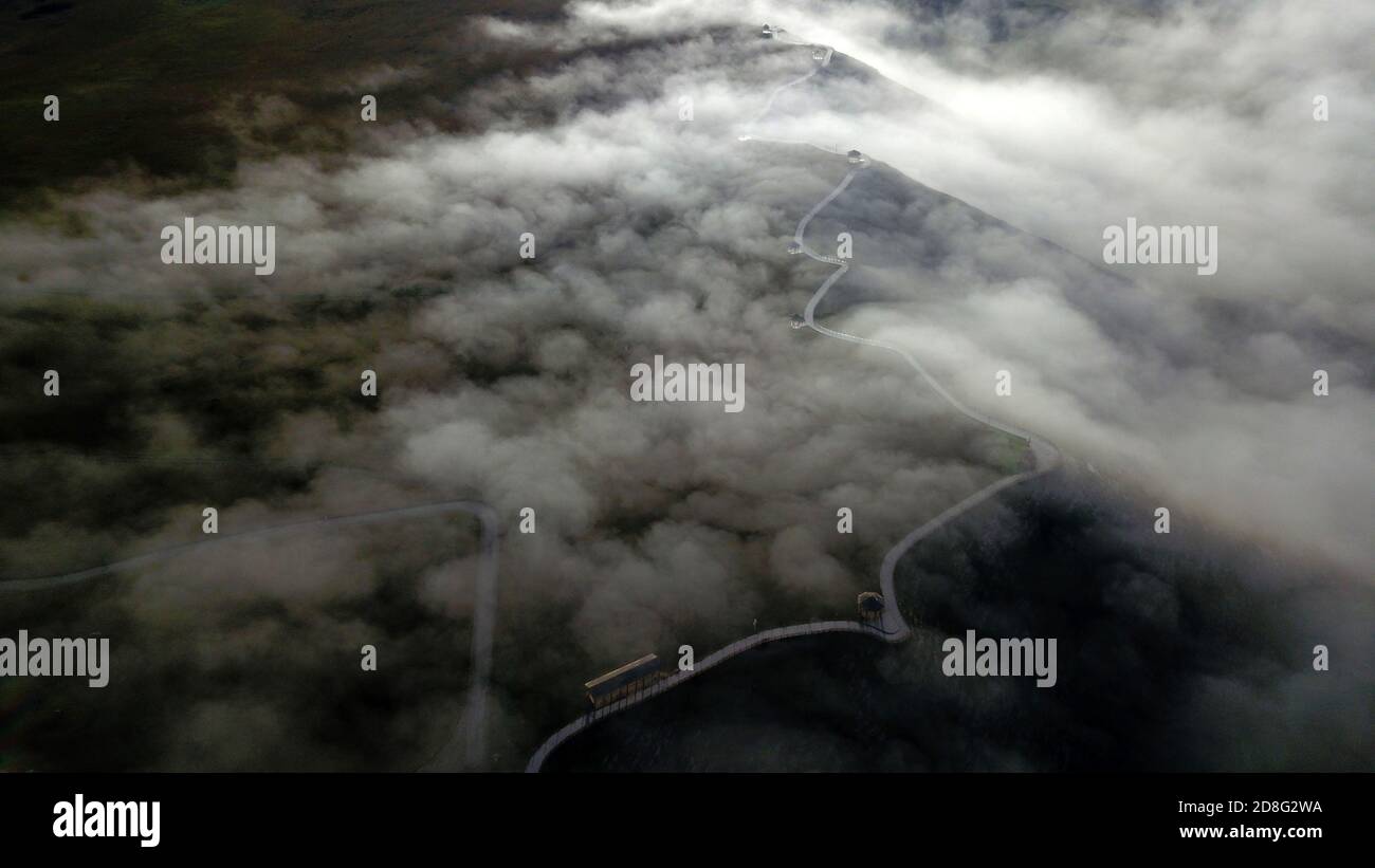 Aerial view of the advection fog in Bayingolin Mongol autonomous ...