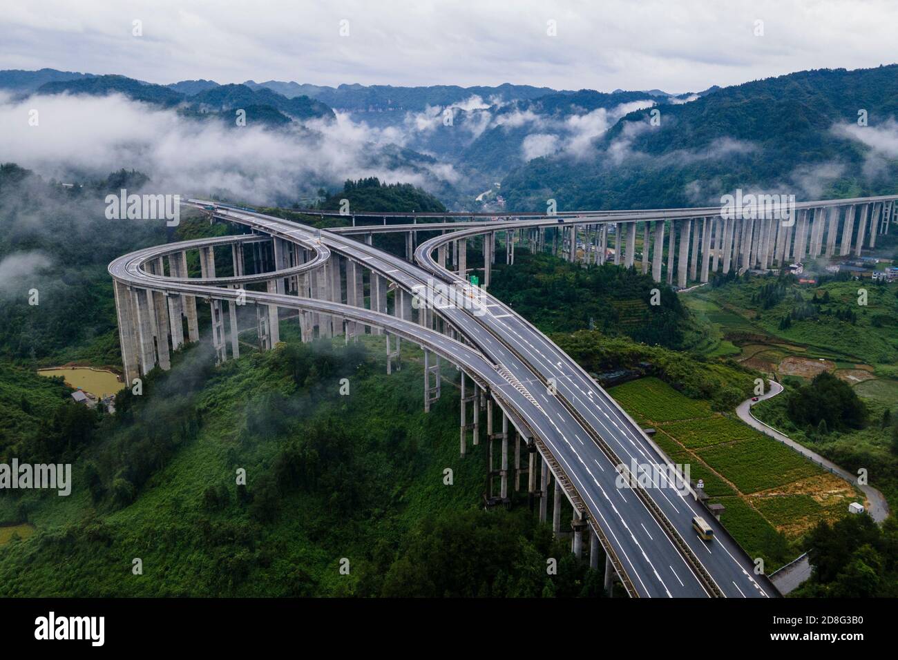 Aerial photos of a spectacular expressway, which is winding between ...