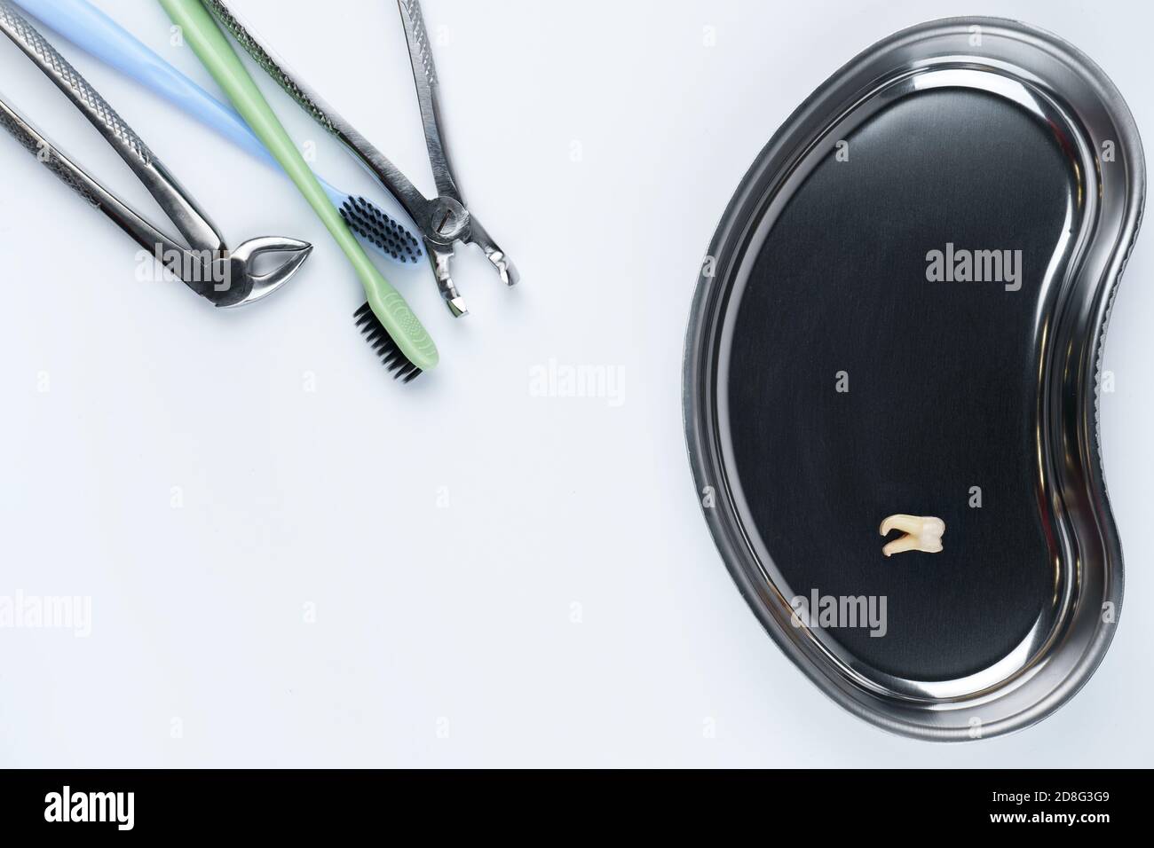 Image of kidney-shaped bowl with dental tools on isolated white ...