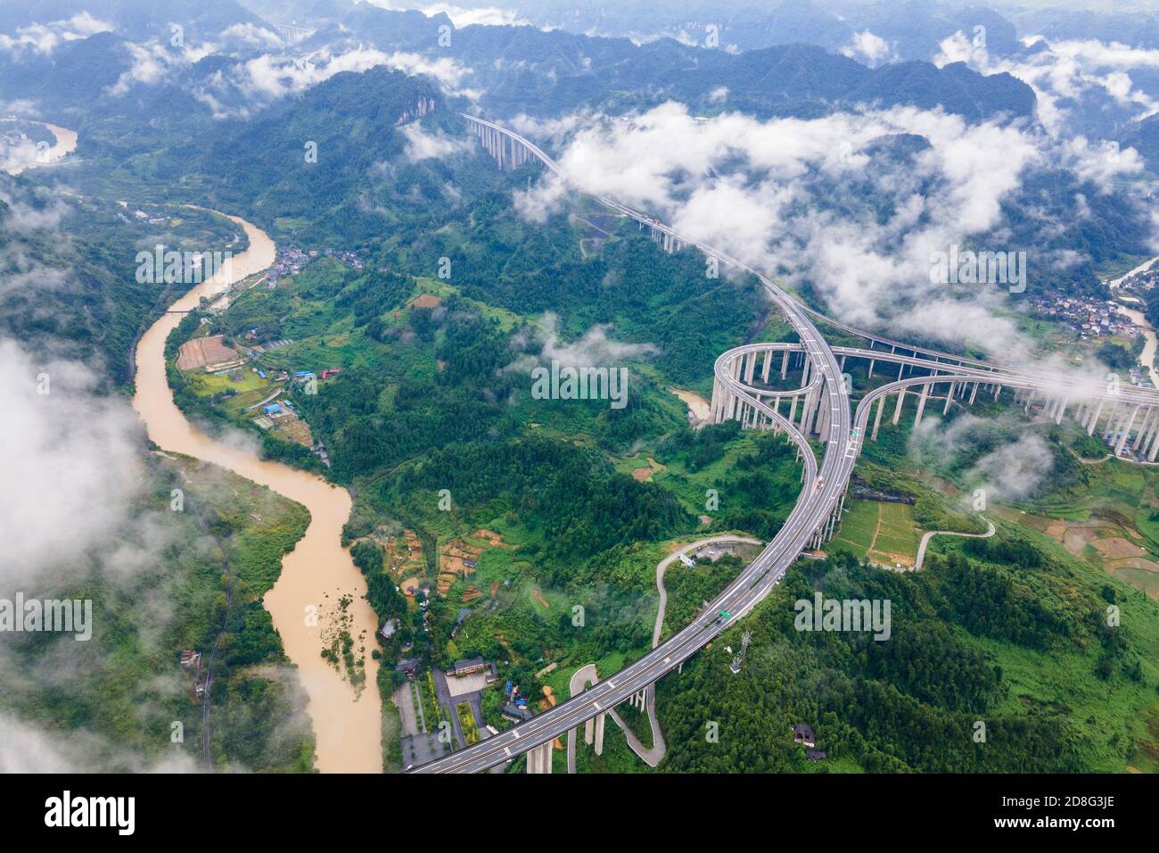 Aerial photos of a spectacular expressway, which is winding between ...