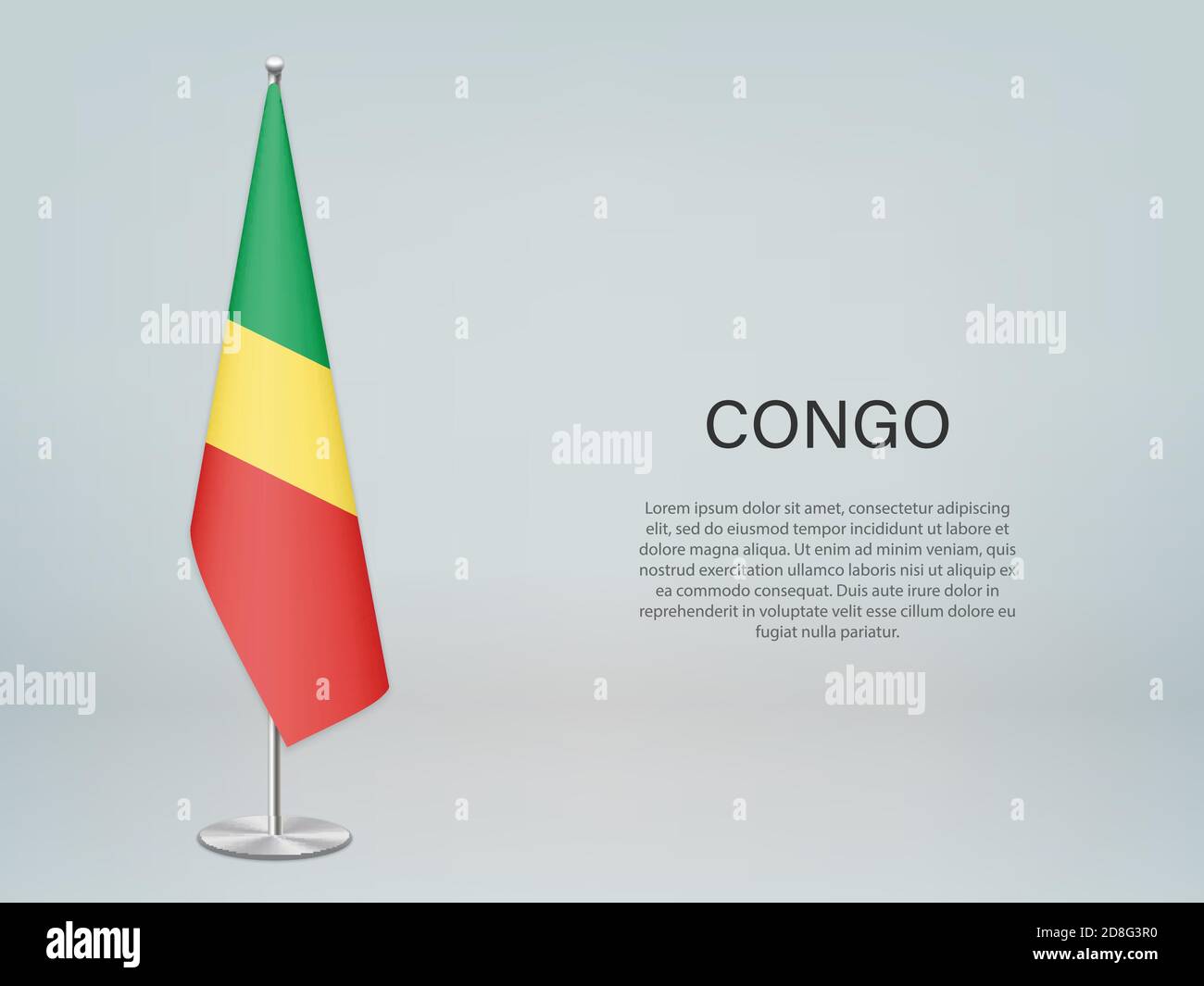 Congo hanging flag on stand. Template for politic conference banner ...