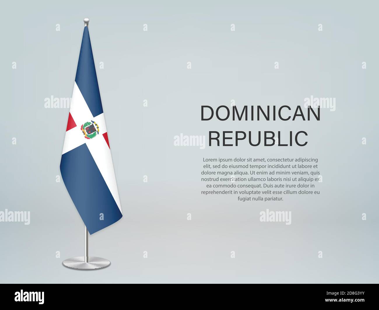 Dominican Republic hanging flag on stand. Template for politic ...