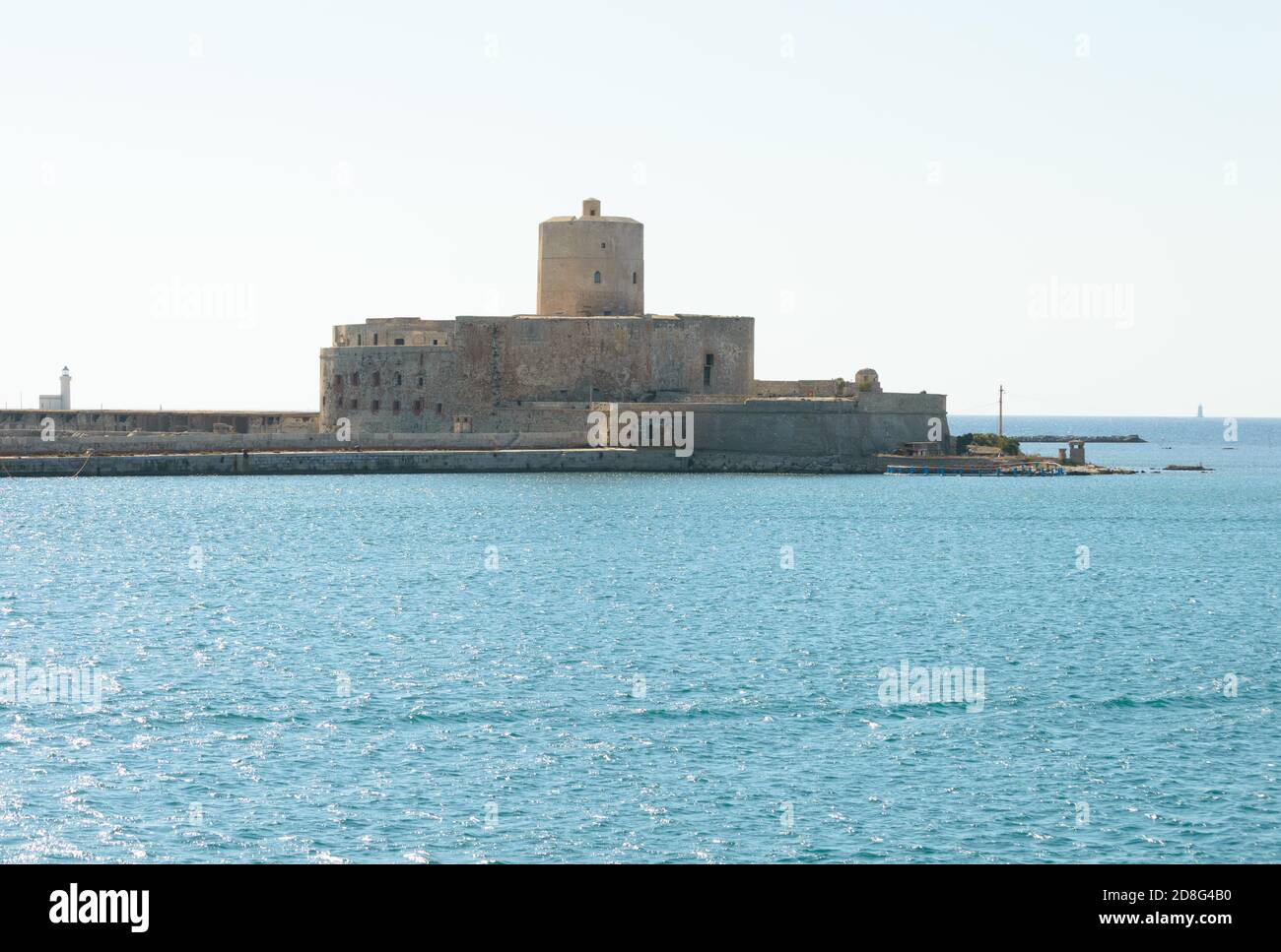 Port of Trapani Sicily, Italy seen from a ferry boat leaving the city ...