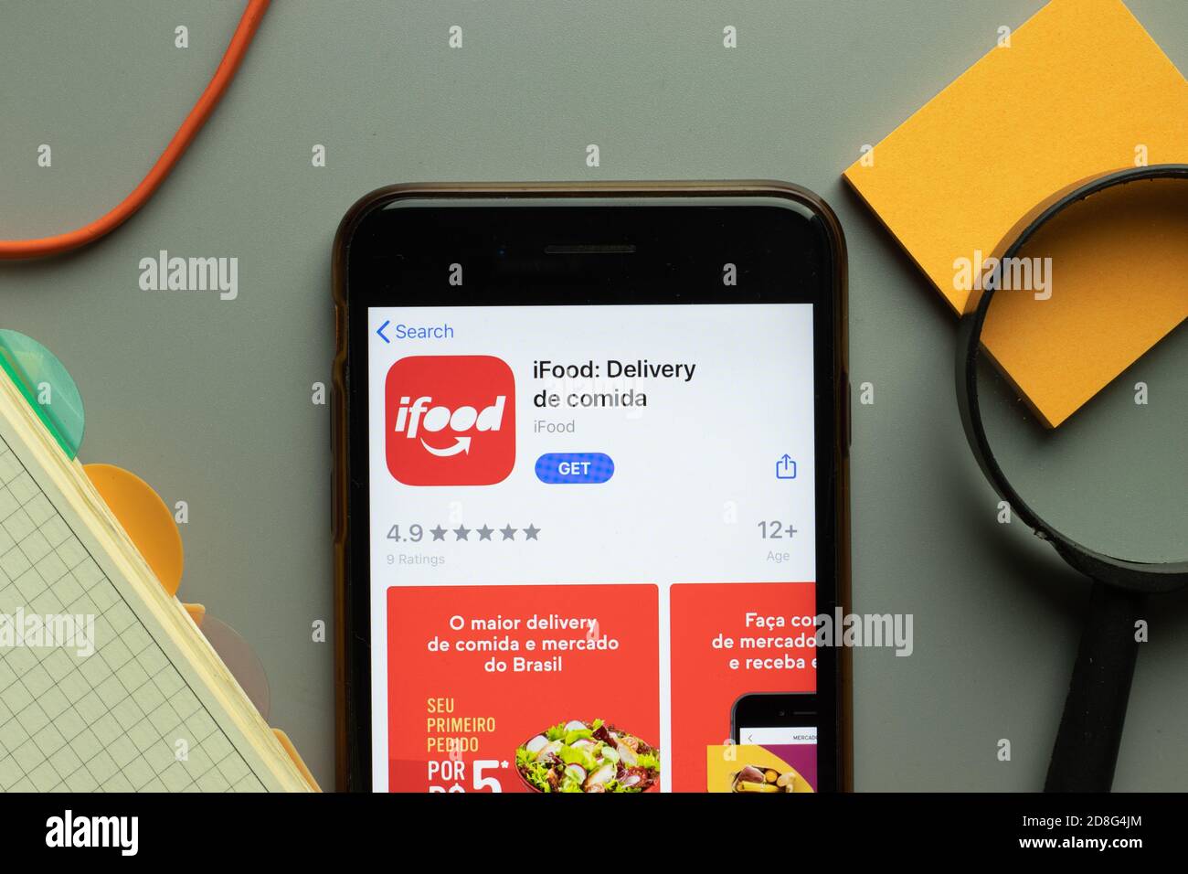 New York, USA - 26 October 2020: iFood Delivery mobile app logo on ...