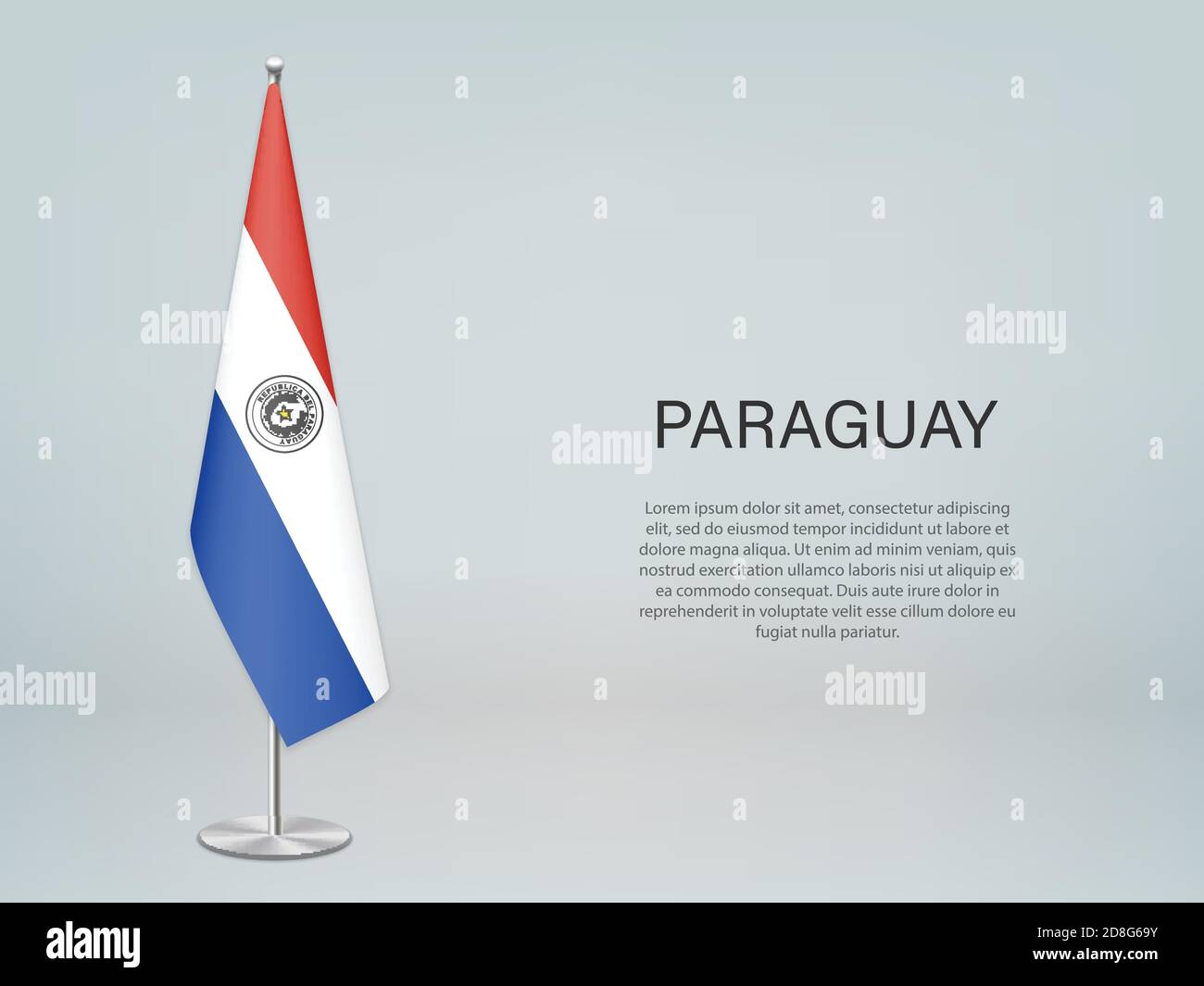 Paraguay hanging flag on stand. Template forconference banner Stock ...