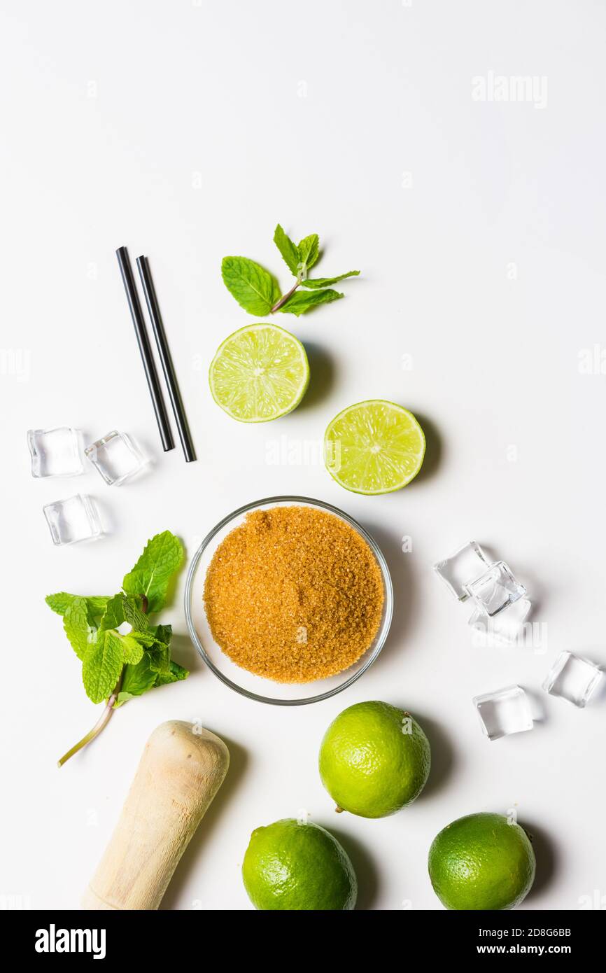 Aerial view of the ingredients for a mojito cocktail Stock Photo - Alamy