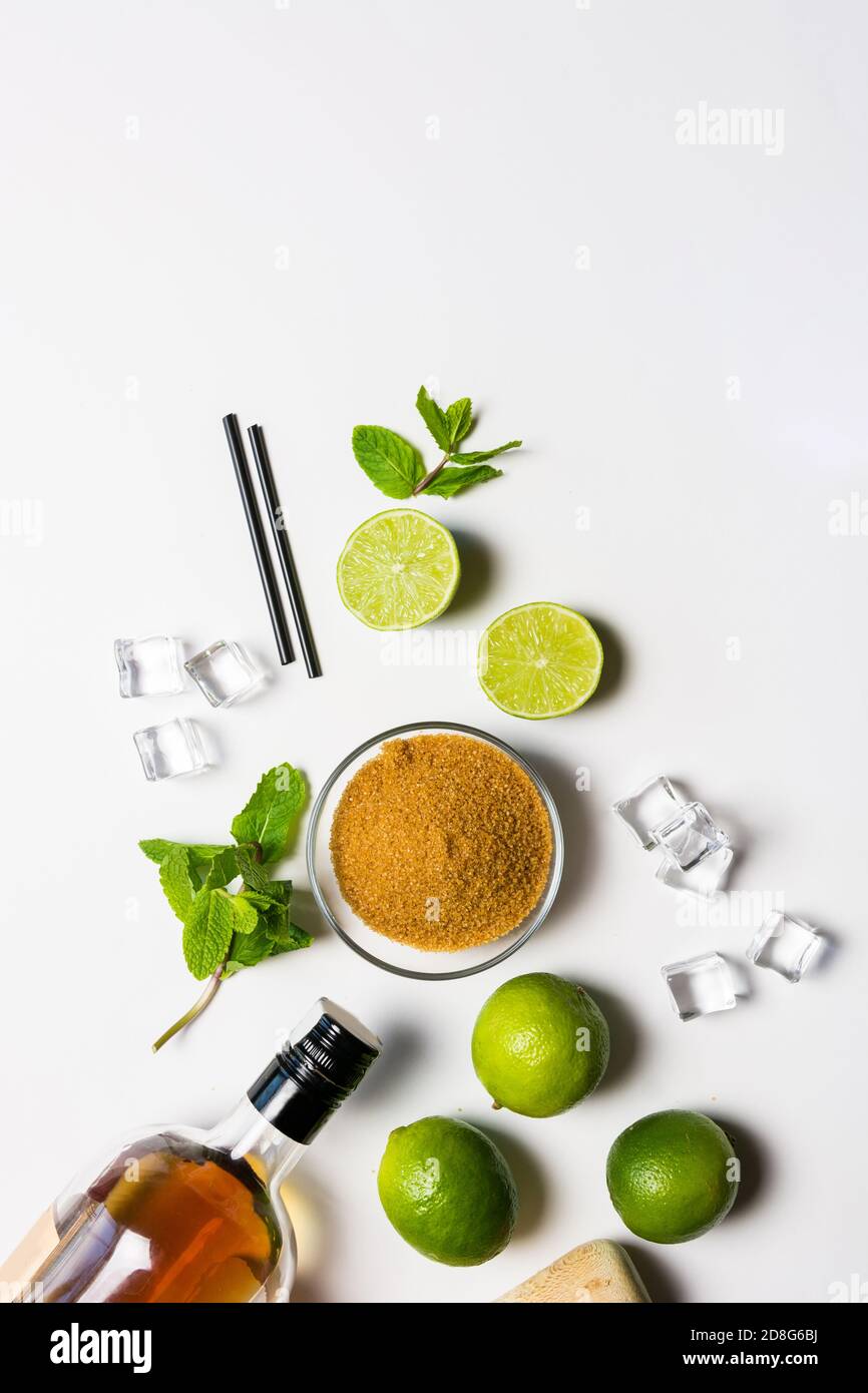 Aerial view of the ingredients for a mojito cocktail Stock Photo - Alamy
