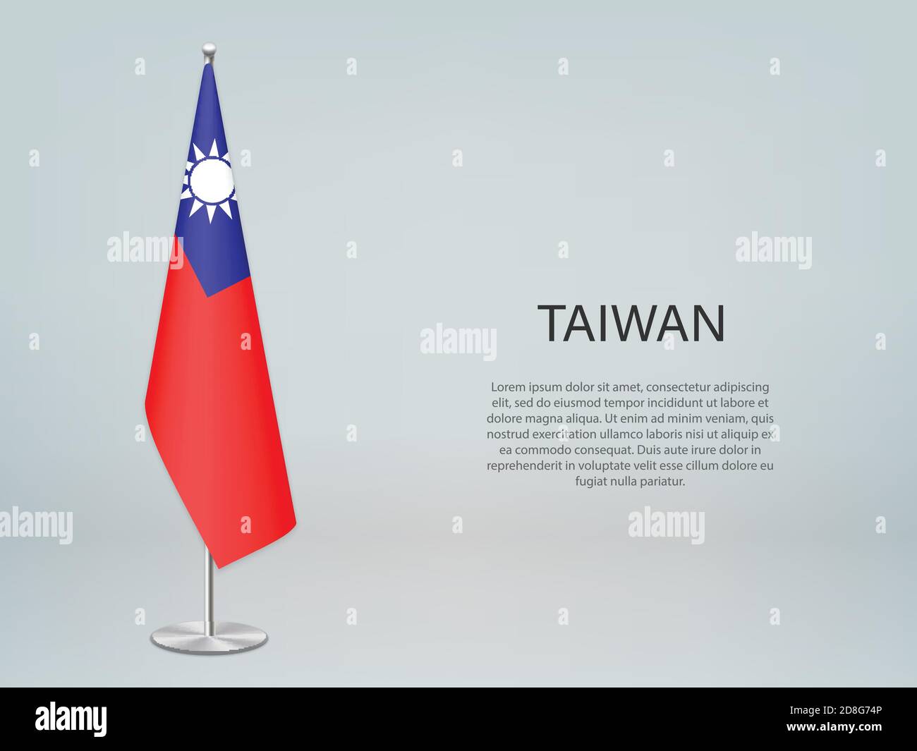 Taiwan hanging flag on stand. Template forconference banner Stock ...