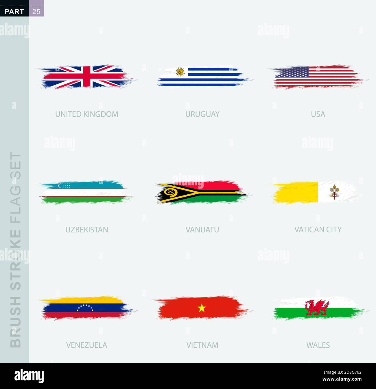 Grunge abstract brush stroke flag set, nine different flag. Vector flag ...