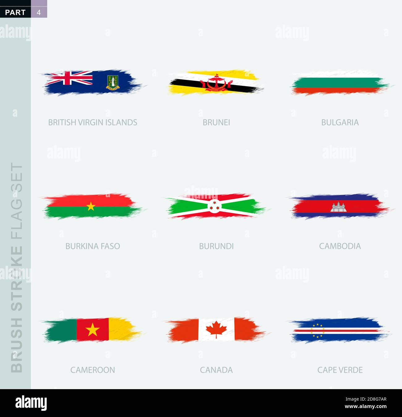 Grunge abstract brush stroke flag set, nine different flag. Vector flag ...
