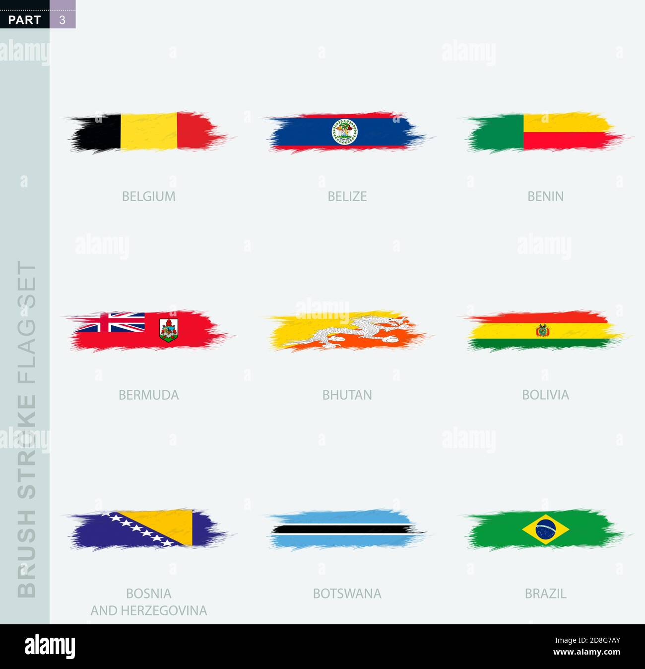 Grunge abstract brush stroke flag set, nine different flag. Vector flag ...